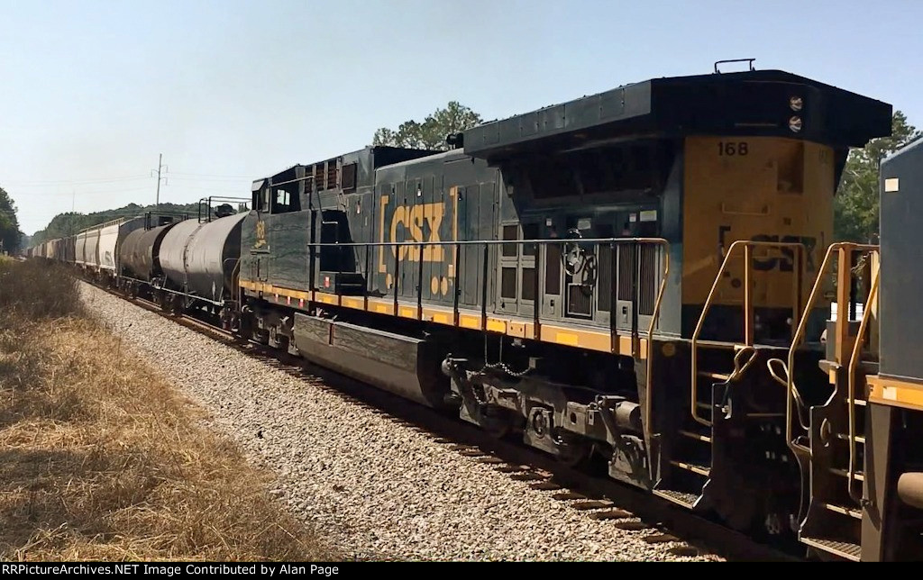 CSX 168 runs 3rd behind 718 and an in tow 888